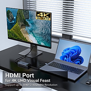 5 in 1 USB C Hub 3.2 Gen 2 10 Gbit/s, USB C Adapter with 4K@60Hz HDMI + 3*USB 3.2 Gen 2 +100W PD, Multiport USB 3.2 Hub for MacBook, Mac Pro, Mac Mini, iMac, Surface Pro, XPS, PC, Flash Drive