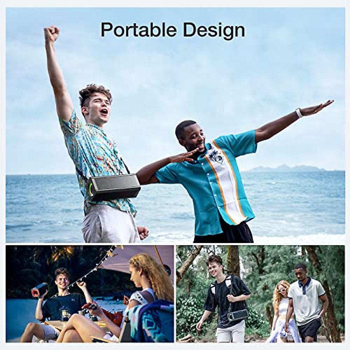 BlitzMax WA3 PRO 120W 360° Surround Stereo TWS Portable Wireless Bluetooth 5.0 Mini Speaker with Microphone,Waterproof,4 RGB Light,3 EQ Modes,Power Bank,DSP Technology,Outdoor Travel Party,AUX TF USB