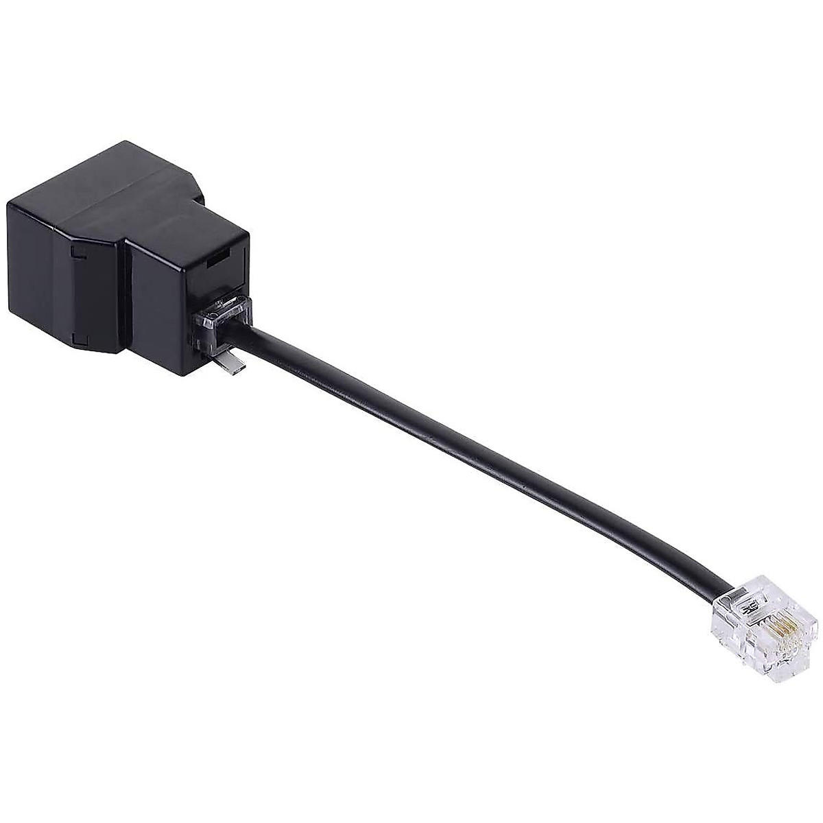 Phone Line Splitter, Vcall Phone Jack Splitter, RJ11 Splitter,Phone Cord Splitter,Telephone Line Splitter RJ11 6P4C Male to 2 Way Female Socket Telephone Extension Cable (2 Pcs,Black)