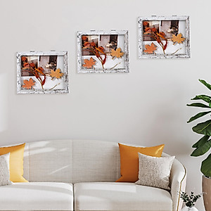 Muzilife 8x10 Shadow Box Picture Frame - 2.16" Interior Deep Wood & Glass Rectangle Display Case Ready to Hang Memory Box Baby Sports Memorabilia, Pins, Awards, Tickets, and Photos, Rustic White