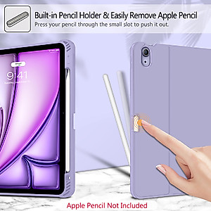 Fintie Keyboard Case for iPad Air 11-inch M2 (2024), iPad Air 5th Generation (2022) / iPad Air 4th Gen 10.9" - Soft TPU Back Cover w/Magnetically Detachable Bluetooth Keyboard, Lilac Purple