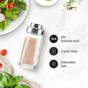 Glass Salt and Pepper Shakers Set - Aelga Salt Shaker with Stainless Steel Lid - Elegant Farmhouse Kitchen Decoration(2pcs)