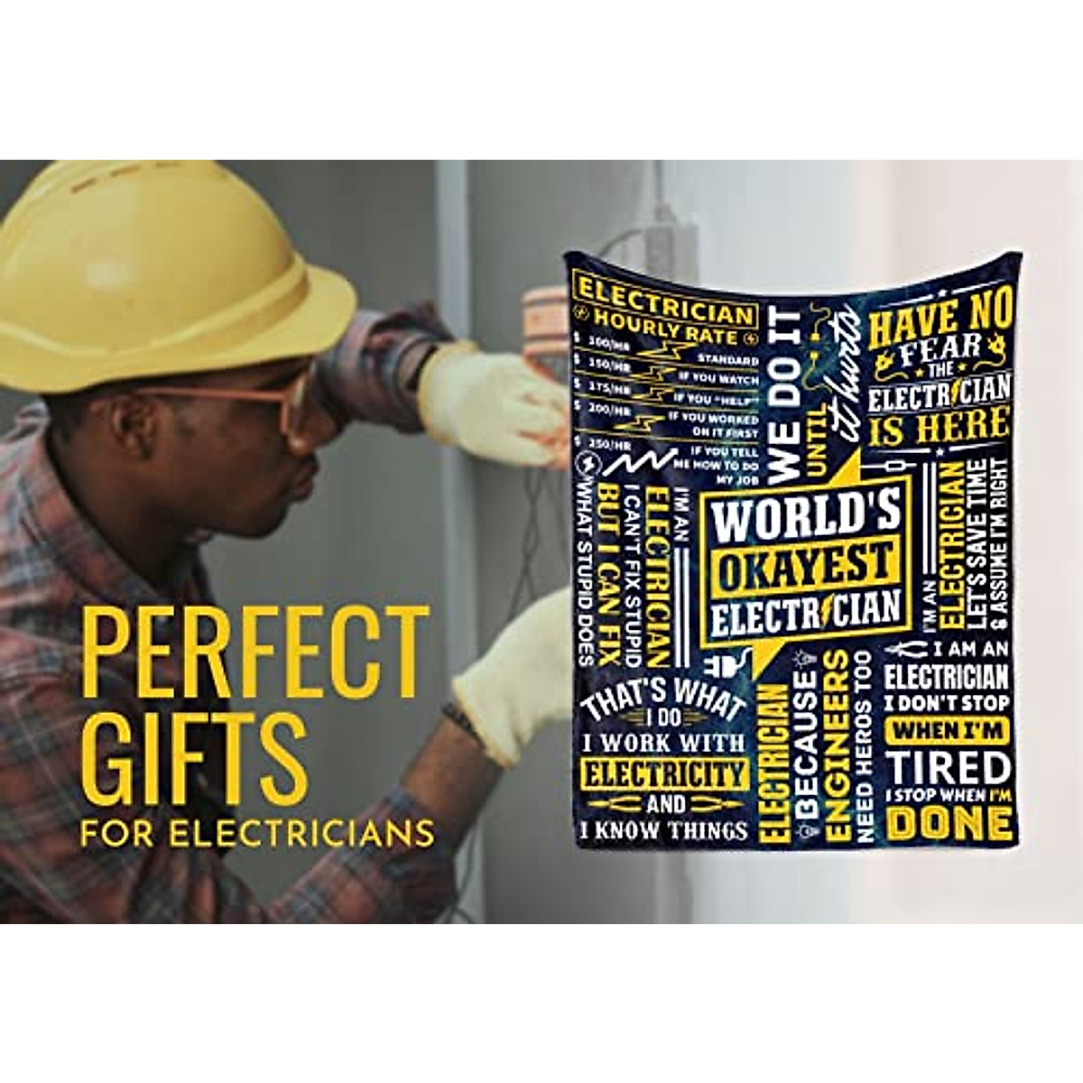 InnoBeta Electrician Gifts for Men, Throw Blanket for Dad, Husband, Father's Day, Christmas, Birthday - 50" X 65"