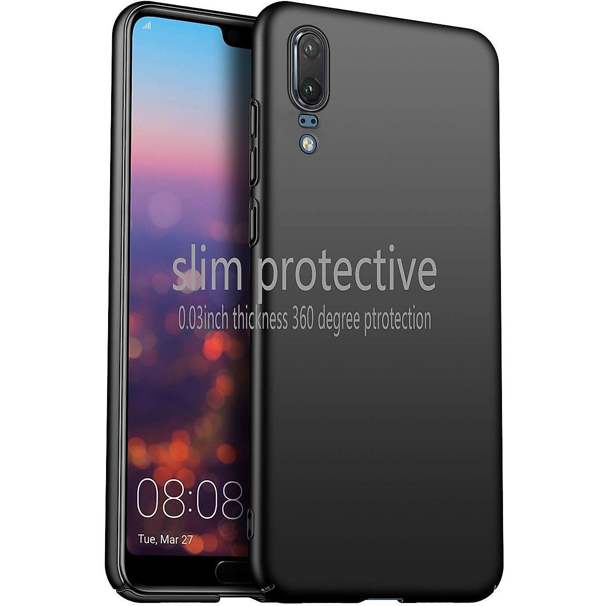 Case Compatible for Huawei P20 Case [Slim Protective] [Protect from Shock/Scratch/Drop/Marks] [Premium PC Plastic] Minimalist Hard Cover for Huawei P20 (Black)