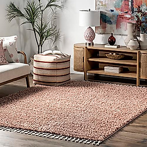 nuLOOM Neva Modern Tasseled Shag Area Rug, 8x11, Pink