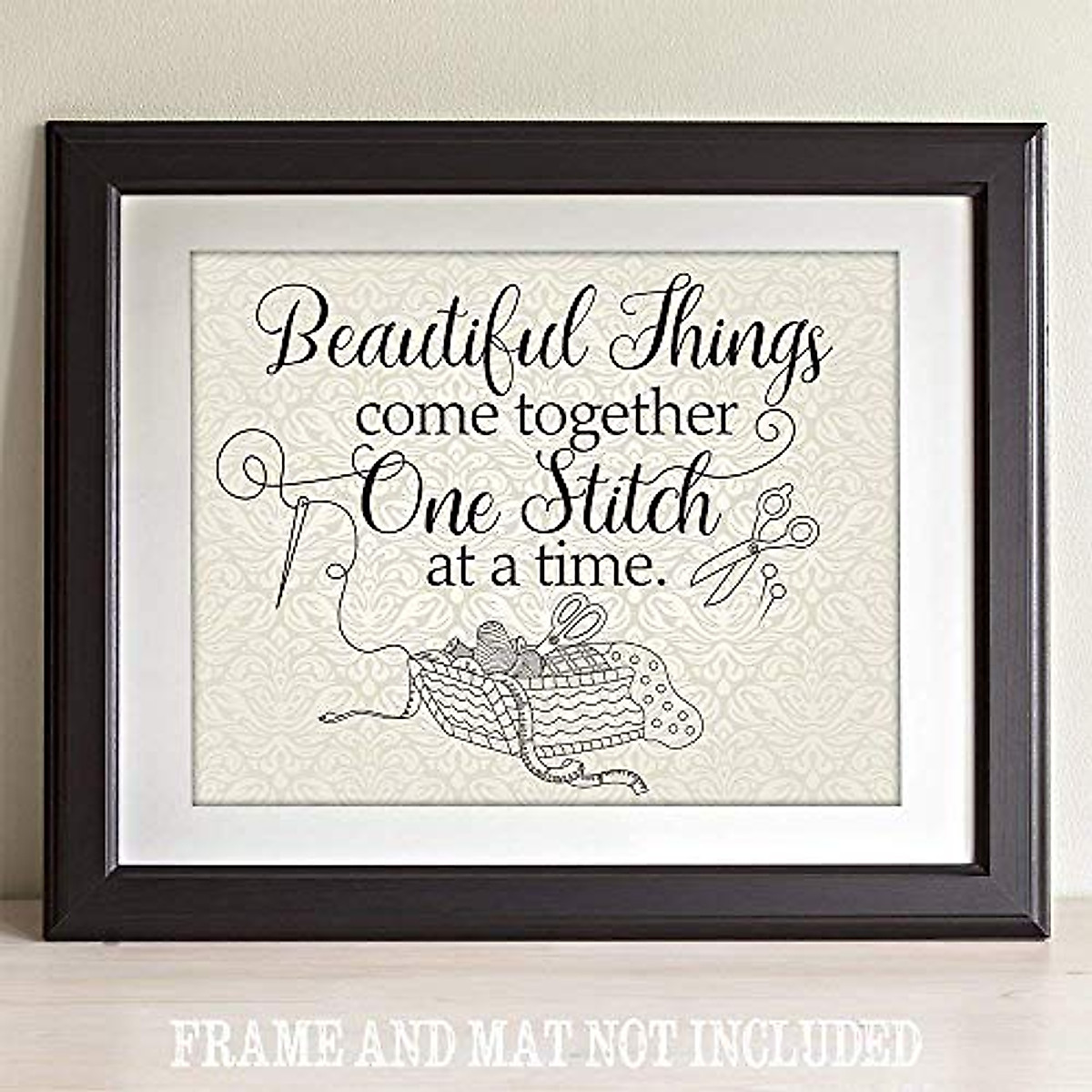 Beautiful Things Come Together One Stitch At A Time Poster, Wall Poster for Home Kitchen Bar Coffee Shop, Sewing Lover Decor, Gift for Quilters, Seamstresses, 11x14 Inch Unframe