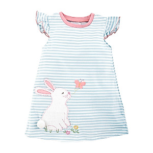 Mud Pie Baby Girl Bunny T-Shirt Dress, Blue, Small