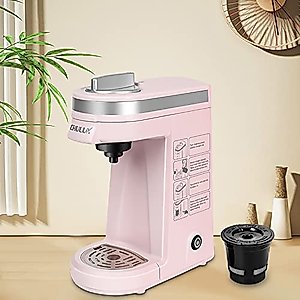 CHULUX Single Serve Coffee Maker,One Button Operation with Auto Shut-Off for Coffee and Tea with 5 to 12 Ounce,Pink