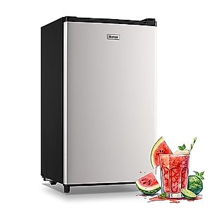 WANAI Mini Refrigerator 3.2 Cu.Ft Single Door Fridge With Freezer with 5 TEMP Modes Adjustable Control for Home Kitchen Apartment Dorm Office, Silver