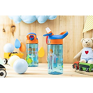 Zak Designs Blippi Kids Water Bottle with Spout Cover and Built-in Carrying Loop, Made of Durable Plastic, Leak-Proof Water Bottle Design for Travel (17.5 oz, Pack of 2)
