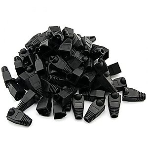 GFORTUN 100pcs RJ45 Cat6 Cat5E Ethernet Cable Snagless End Boots Cap Connector Cover Modular (Black)