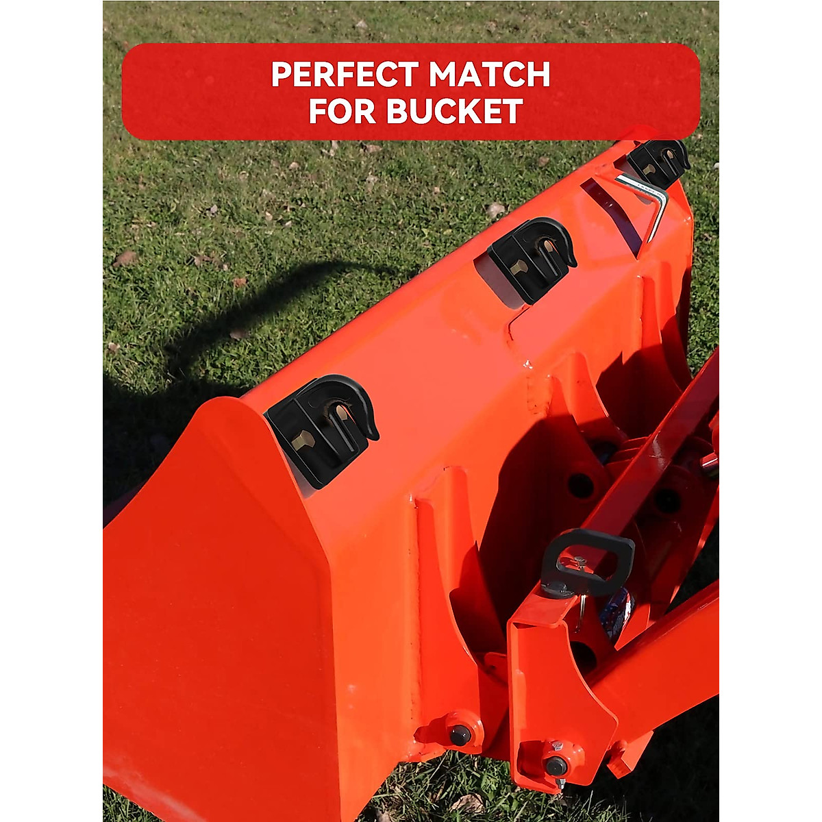 Sulythw Tractor Bucket Hooks, 3 Pack of Tractor Accessories with Heavy Duty Tow GRAP Hooks Loader Bucket Accessories for John Deere Kubota Kioti Compact Tractor(Max 15,000lbs, Black)