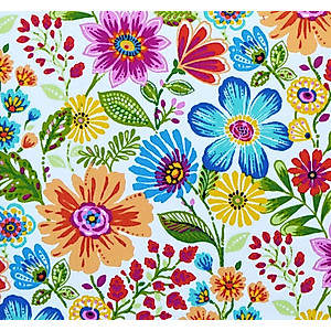 RSH Décor Indoor Outdoor Patio Furniture Set of 2 Tufted Bistro Round Chair Seat Cushion Pads with Ties ~ Available in 4 Sizes & Various Fabrics - 16" Gregoire Fresco Blue red Yellow Pink Floral