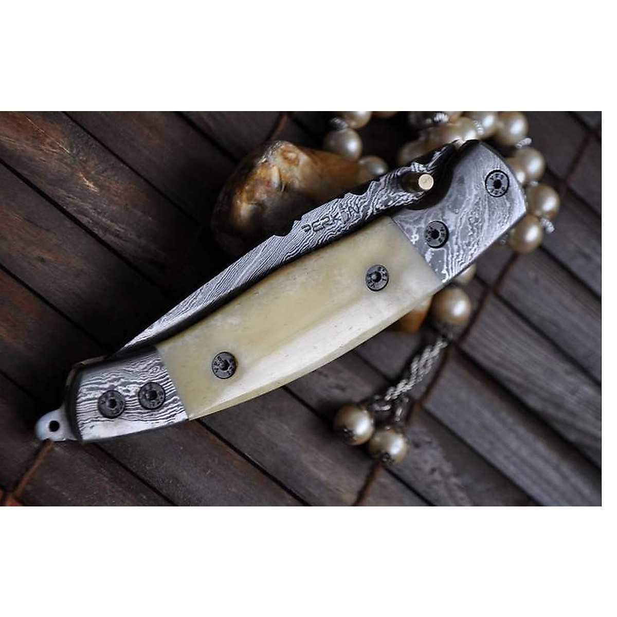 Perkin Knives - Handmade Damascus Folding Knife - Work of Art