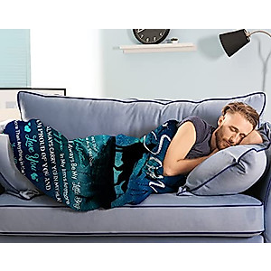 Son Gifts from Mom, Son Blanket 60"x50", Birthday Gifts for Son, Best Gifts Ideas for Grown Son , Bonus Son Gifts for Men Valentines Anniversary Fathers Day Christmas, to My Son Throw Blankets