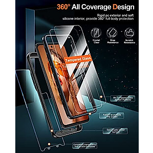 LeYi for Motorola Edge 2022 Case, Moto Edge 2022 Case with 2 Tempered Glass Screen Protector, Full-Body Shockproof Bumper Rugged Hybrid Clear Protective Phone Case for Motorola Edge 2022, Black