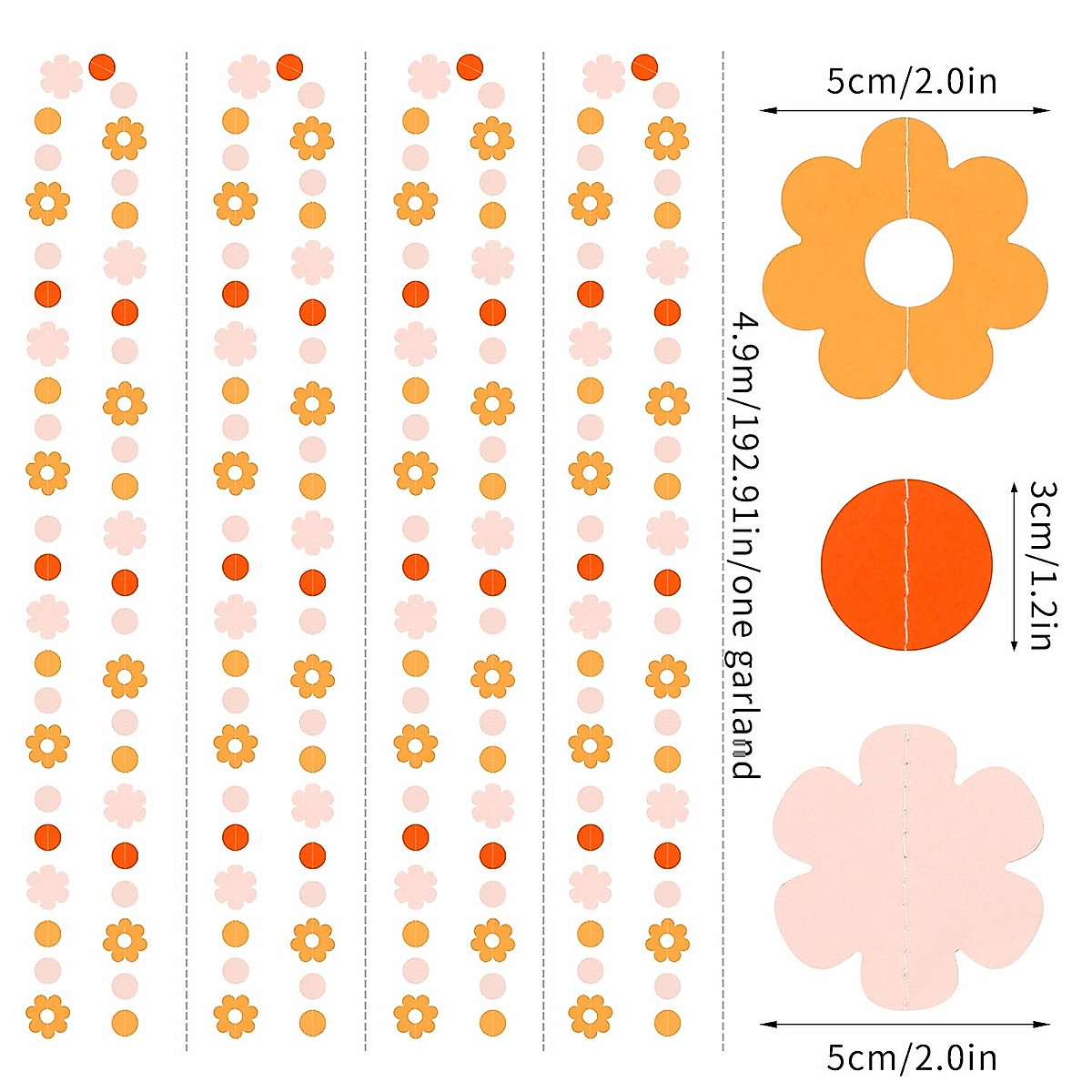 Fall-Boho Pink-Orange Thanksgiving Party-Decorations Garland - 64Ft Autumn Harvest Friendsgiving Paper Streamers Banner,Birthday Bridal Wedding Engagement Bachelorette Decor Ouruola