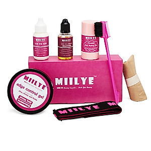 MIILYE Lace Wig Glue and Hair Styling Wax Gel Combo Pack Wig Install Kits, Wig Glue for Front Lace Wig and Remover, Edge Control Gel 3.5oz, Hair Wax Stick, Wig Band, Wig Caps and Edge Brush