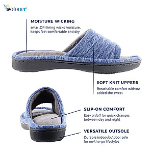 isotoner womens Space Dyed Andrea With Moisture Wicking for Indoor/Outdoor Comfort and Arch Support Slide Slipper, Sapphire, 6.5-7 US