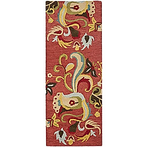 SAFAVIEH Blossom Collection 2'6" x 10' Rust / Multi BLM680B Handmade Premium Wool Runner Rug