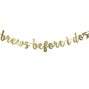 Brews Before I Do's Banner Bachelorette Engagement Party Decorations Bridal Shower Wedding Gold Glitter Sign