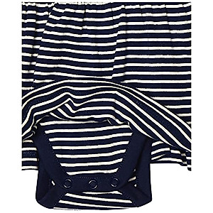 Moon and Back by Hanna Andersson Baby Girls' Organic Play Dress with Diaper Cover, Navy/Ecru, 6-12 Months