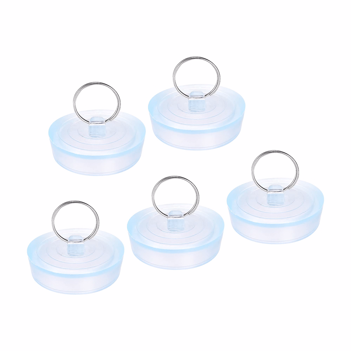 uxcell Rubber Sink Plug, 5pcs Clear Drain Stopper Fit 1-7/8" to 1-15/16" Drain with Hanging Ring for Bathtub Kitchen and Bathroom