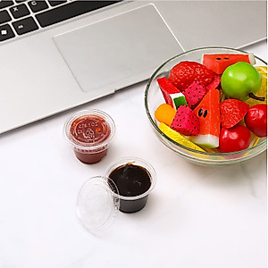 Bokon 2500 Sets Clear Plastic Portion Cups With Lids Condiment and Dipping Sauce Container Salad Dressing Container Airtight and Stackable Souffle Cups for Lunch, Party, Trips(1 oz)