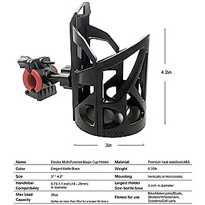 Cup Holder, 2PCs Bike Water Bottle Holder, Elooba Upgraded 360° Adjustable Stroller Cup Holder for Bike, Baby, Luggage, Walker, Multiple Use