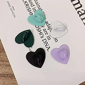 Adhesive Metal Heart Finger Ring Metal Phone Keychain Hooks, Phone Stand Holder Buckle Charms Clasp Accessories(Black)
