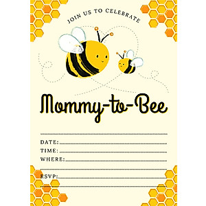 Mommy-to-Bee Bumble Bee Gender Neutral Yellow Baby 5x7 Baby Shower Invites - 24 Invites and 24 White Envelopes