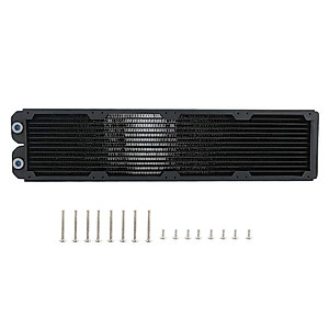Copper Radiator 480mm, Water Cooling Radiator, 14 Tubes Heat Exchanger CPU Heatsink Cooler Fast Heat Dissipation for PC Computer - Black