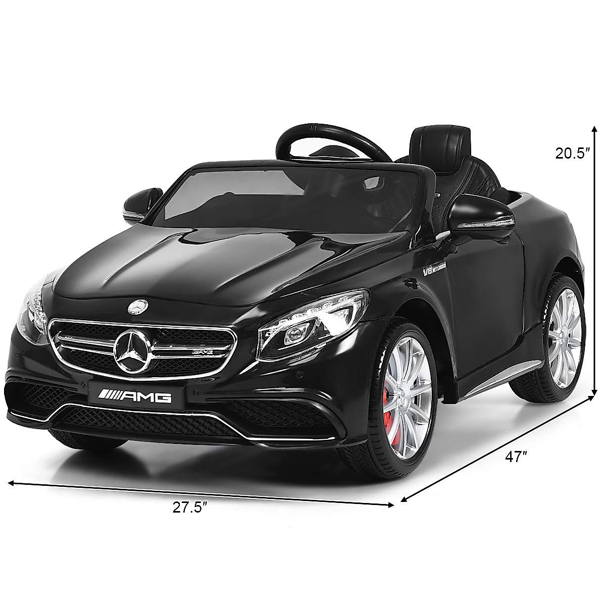 Costzon Ride On Car, 12V Licensed Mercedes Benz Battery Powered Electric Vehicle w/Remote Control, 3 Speeds, LED Lights, Music, Horn, MP3/USB/TF, Ride On Power Wheel for Kids (Black)
