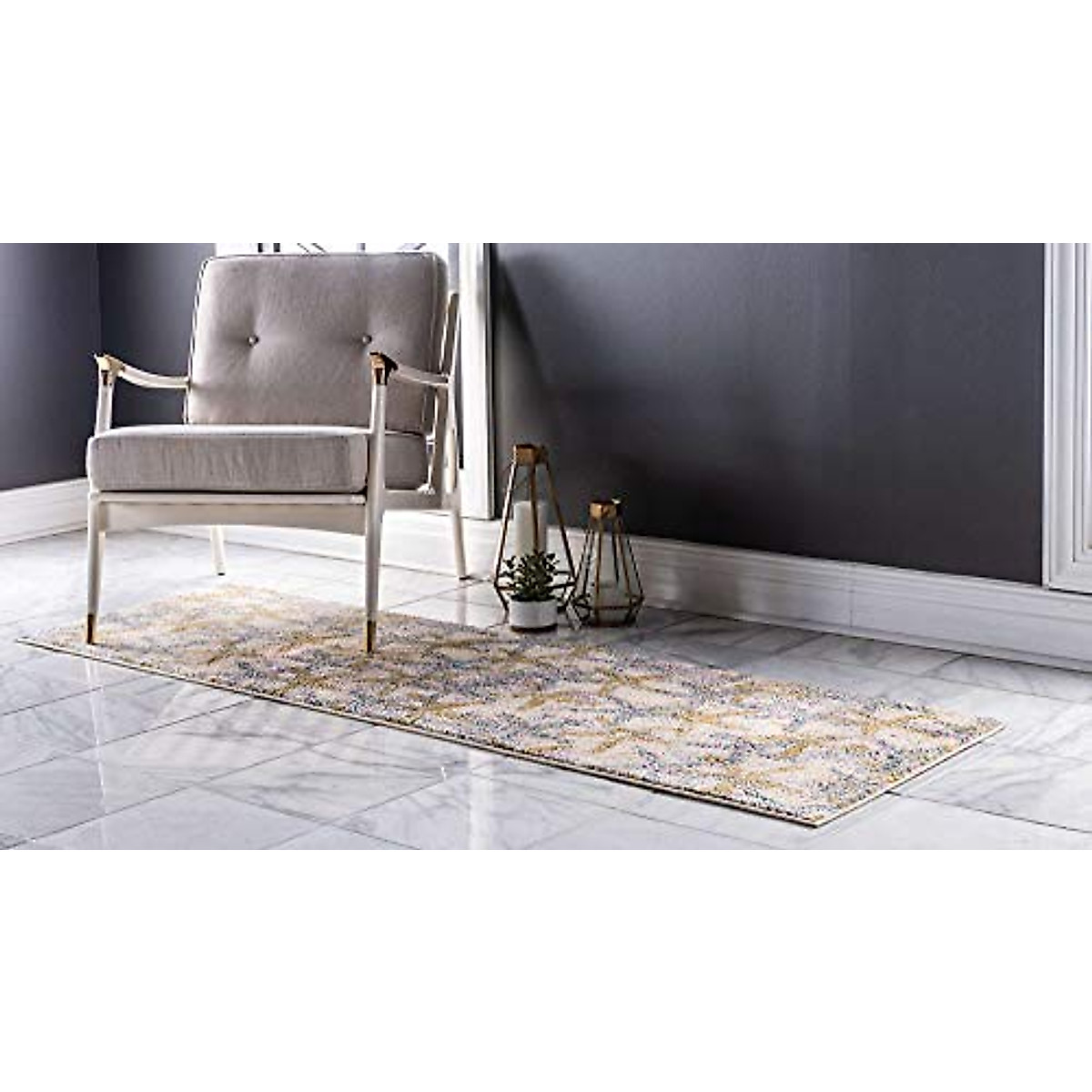 Unique Loom Positano Collection Coastal Modern Light Colors Starfish Beige Runner Rug (2' x 7')