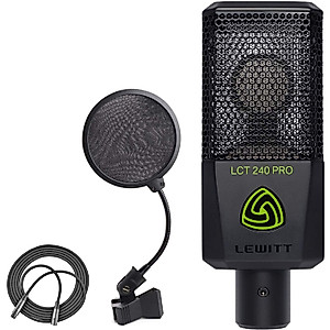 Lewitt LCT 240 PRO Condenser Mic + On Stage 4-Inch Pop Filter + XLR Mic Cable (Black)