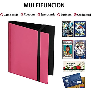 Trading Cards Album Binder, JARAGAR 9 Pockets PU Leather Card Binder Holder 20 Sheets Band Closure Card Storage Case Holds up to 360 Cards Fit for TCG Baseball Football Cards