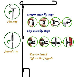 Garden Flag Stand-Holder-Pole with Flag Stopper and Clip Waterproof Powder-Coated Paint for House Flags,Decorative Flags,Yard Flags,Seasonal Flags