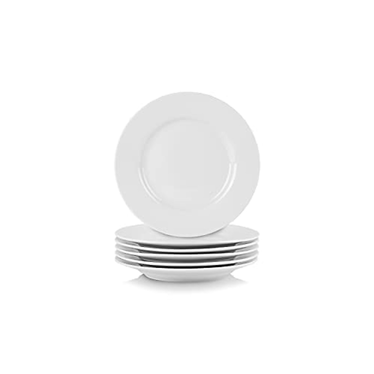 10 Strawberry Street Ceramic Simply White 6" Round Appetizer Plate, Set of 6