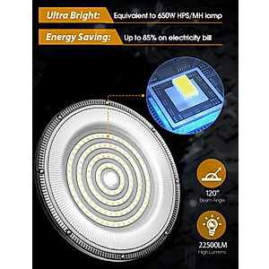 UFO LED High Bay Light,150W 4Pack 22500LM,Shop Lights,IP66 Waterproof Lights for Workshop, Warehouse, Barn,Garage, Factory, Gym, Industrial Lighting, Commercial Lights,6500K Daylight,with US Plug