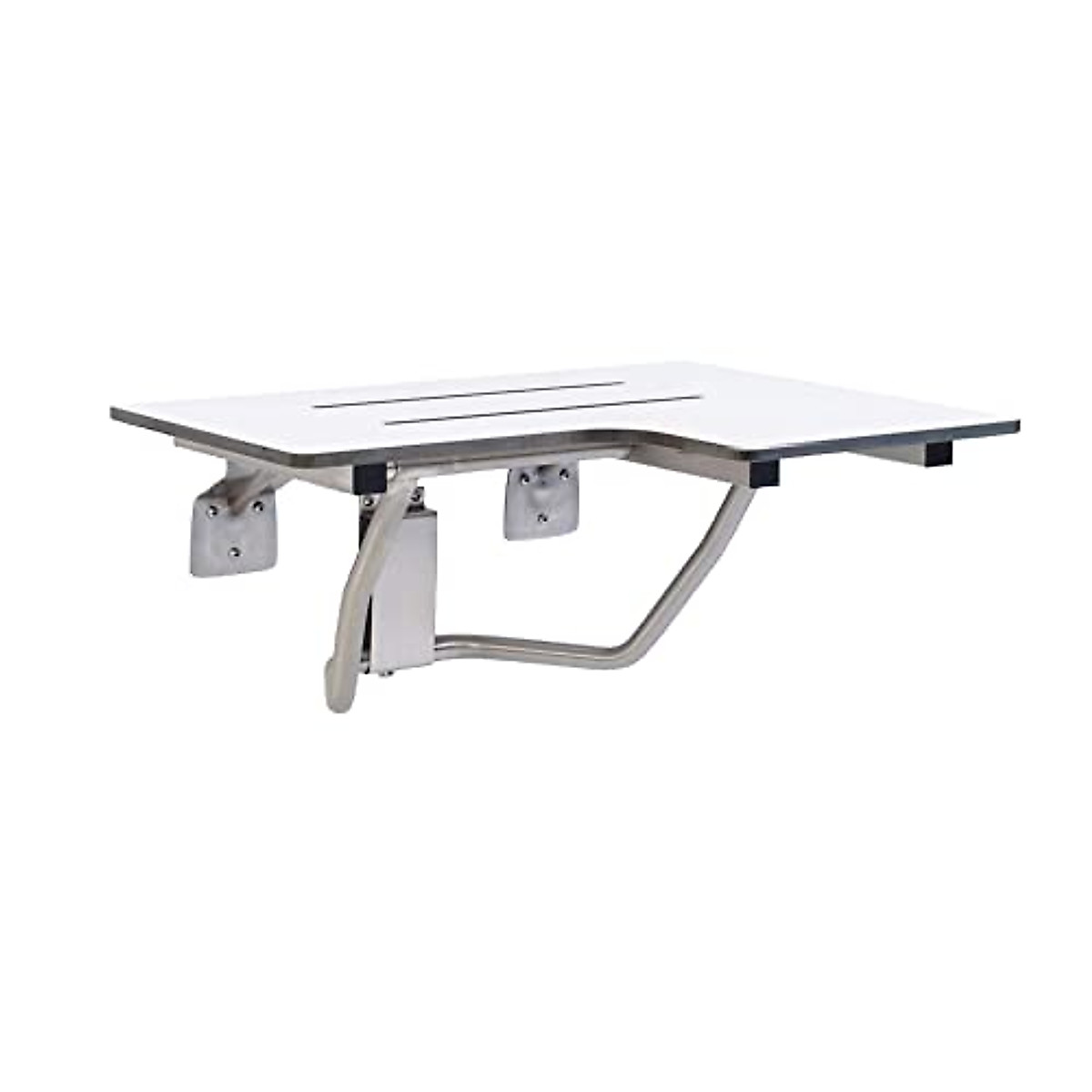 Folding Shower Seat - Wall Mount Bench for Inside Shower / ADA Bathroom Safety Assist / 304 Stainless Steel / Phenolic Resin / Left / 28" x 21"