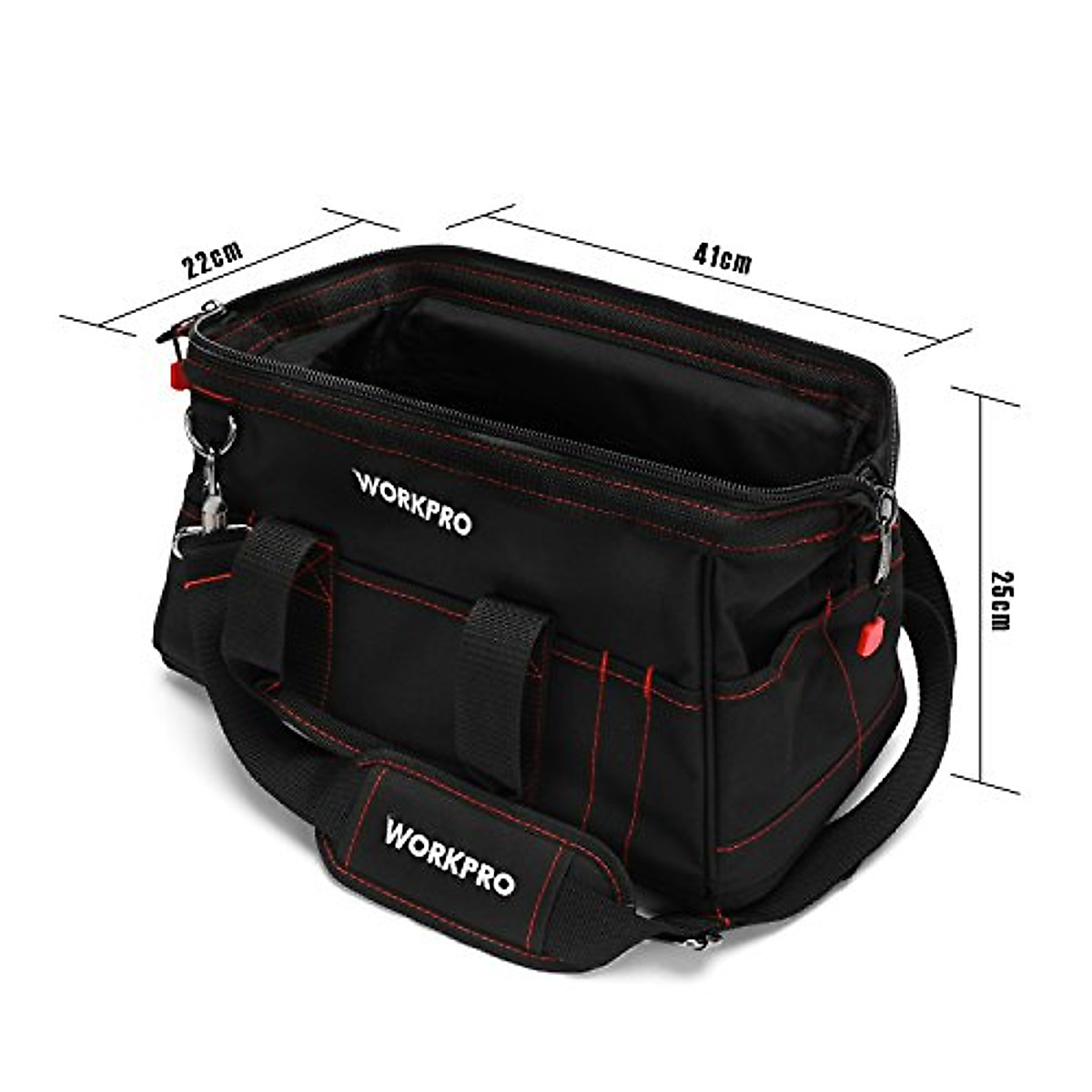 WORKPRO 16-inch Close Top Wide Mouth Tool Storage Bag with Water Proof Rubber Base, W081022A, 16"