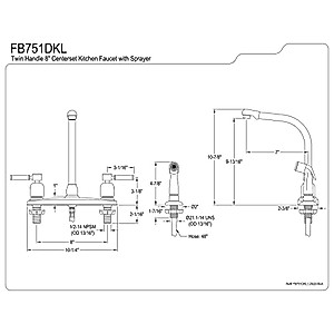 Kingston Brass FB751DKL Kaiser 8" Centerset Kitchen Faucet, Polished Chrome
