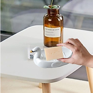 Cute Ceramic Soap Dish - Swan Soap Holder, Soap Tray for Bathroom Sink, Creative Animal Soap Bar Holder, White