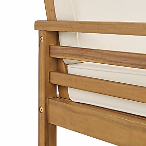 Alaterre Furniture Okemo Couch Outdoor Seating, Natural Wood/Cream Cushions