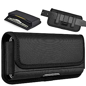 ykooe Rugged Nylon Holster for iPhone 11 Pro Max, 12 Pro Max, 13 Pro Max, 14 Pro Max, 14 Plus, XS Max, 7 Plus, 8 Plus Cell Phone Belt Holder for Men (Fits Phone with Slim Protective Case on), XL