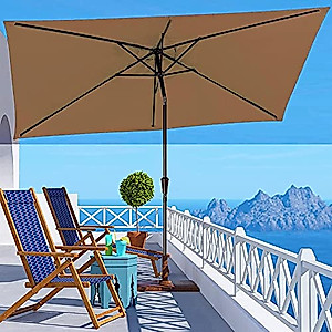 Patio Umbrella Square Outdoor Market Table Umbrella with Push Button Tilt and Crank, 6ft Patio Umbrellas for Porch/Poolside/Lawn/Doorway, Portable Garden Umbrella Parasol (Color : Light Brown)