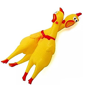 HomeNite 4 Pack Large Screaming Chicken Toy Big Rubber Squawking Chicken 12 inch