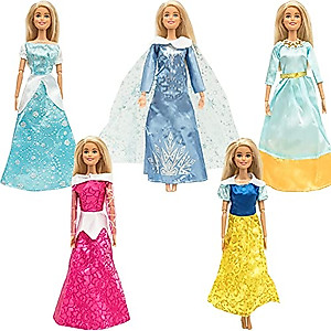 ONEST 30 Pieces Princess Doll Clothes and Accessories for 11.5 Inch Girl Doll Include 10 Pieces Princess Dresses, 10 Pairs Shoes and 10 Pieces Necklaces - Litter Girls Gift