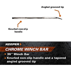 KEEPER - 36” Winch Bar, Chrome - Use with Bolt-On or Weld Style Deep Storage Winch