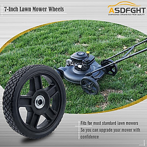 7 Inch Lawn Mower Wheels (2-pack) Fits Most Standard push Lawn Mowers, Inner and outer bearing structure - Includes Bolts, Nuts (Also available in 6~14-inch wheels)